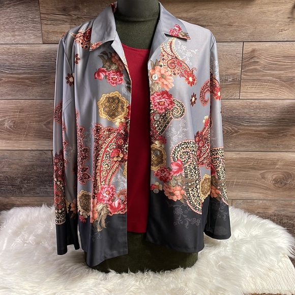 Haband | Tops | Haband Ladies 2 Piece Blouse Floral Set Size Small Red ...